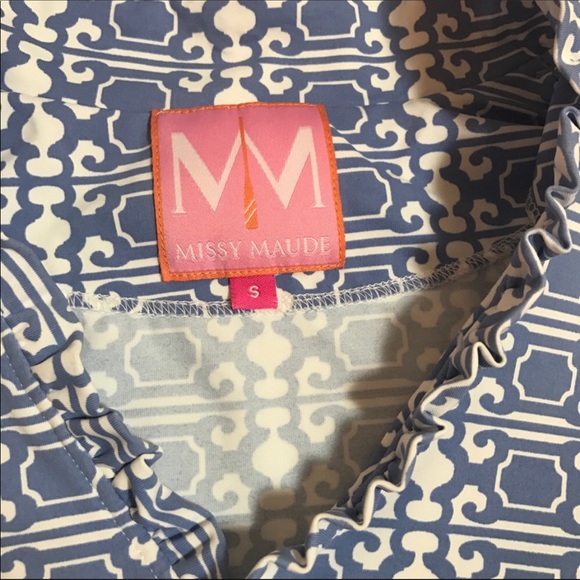 Missy Maude | Tops | Missy Maude Preppy Blue And White Resort Shirt ...